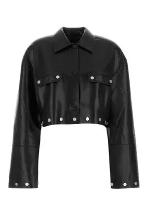 NANUSHKA Nanushka Kassie Cropped Synthetic Leather Shirt
