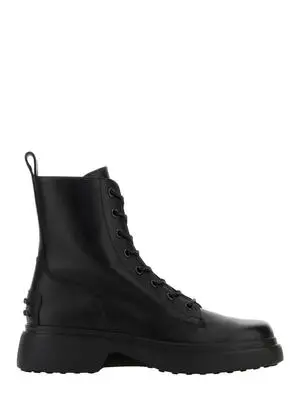 TOD`S Tod's Leather Ankle Boots With Lace-up Closure - Black