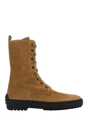 TOD`S Tod's Suede Lace-up Ankle Boots - Camel