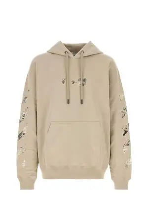 Off-White Cotton Sweatshirt With Graphic Detail - Beige O Tan