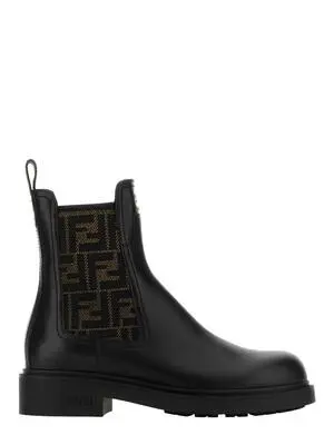 Fendi Filo Leather Ankle Boots - Black