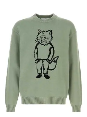 Maison Kitsuné Fox Pal" Cotton Blend Knit Sweater - Green