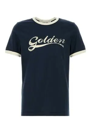 GOLDEN GOOSE Navy- Cotton T-shirt - Blue