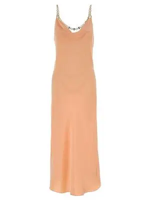Rabanne Slip Satin Mini Dress With Chain Detail - Orange