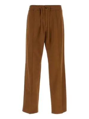 Valentino Garavani VALENTINO GARAVANI Tailored Cotton Trousers With Drawstring Waist Brown