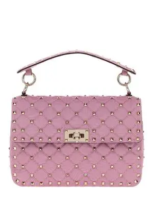 Valentino Garavani VALENTINO GARAVANI Rockstud Fabric Handbag With Platinum-Toned Hardware Pink