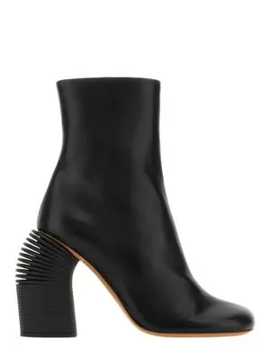 Off-White Leather Ankle Boots With Sculptural Heel - Black