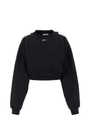 Off-White Cropped Logo Sweatshirt - Black