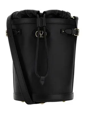Valentino Garavani Leather Bucket Handbag With Golden Hardware, 20cm X 25cm X 15cm - Black