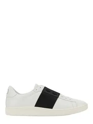 Valentino Garavani Leather Open Sneaker With Contrast Band - White