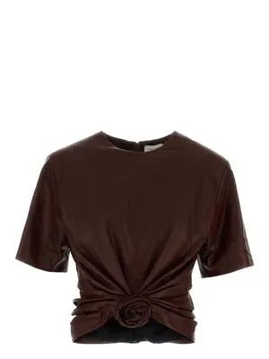 MAGDA BUTRYM MAGDA BUTRYM Soft Leather Cropped Top With Rose Detail