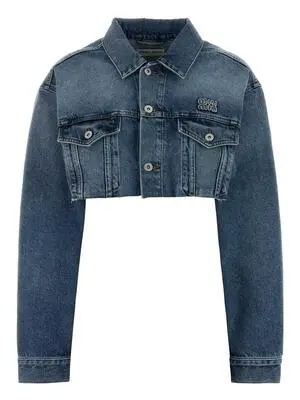 Miu Miu Cropped Denim Jacket - Blue