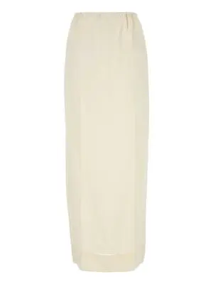 Prada PRADA 100% Linen Midi Skirt White