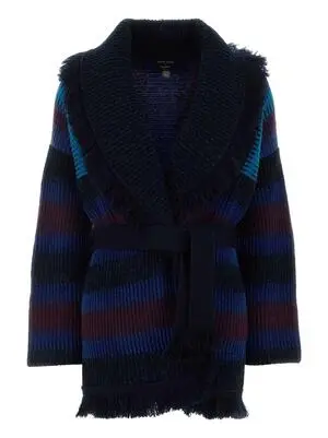 GIORGIO ARMANI X ALANUI Embroidered Striped Belted Cardigan - Stripped