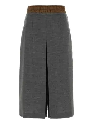 PRADA PRADA Virgin Wool Midi Skirt With Slit