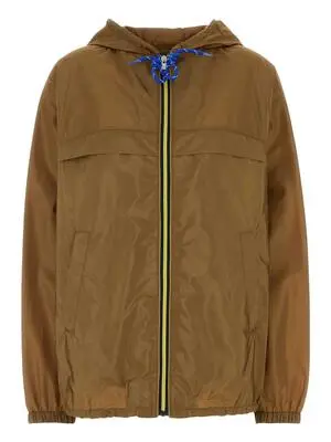 Prada PRADA Re-Nylon Hooded Jacket Camel