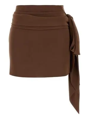 PRADA PRADA Crepe Mini Skirt With Tie Detail