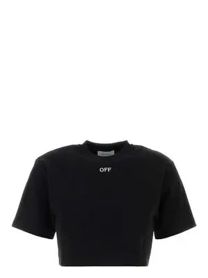 Off-White OFF-WHITE Stretch Cotton Cropped T-Shirt Black