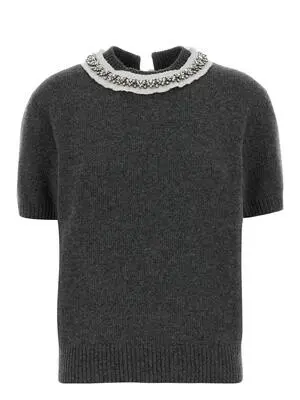 Prada Cashmere Wool Blend Knit Sweater - Grey