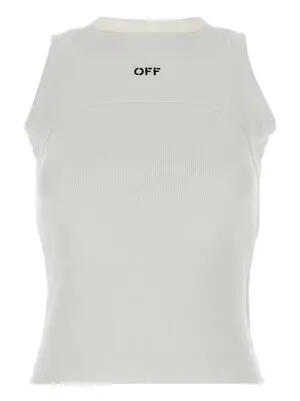 Off-White Stretch Cotton Tank Top - White