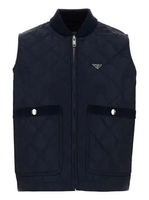 Prada Quilted Re-nylon Sleeveless Jacket - Blue