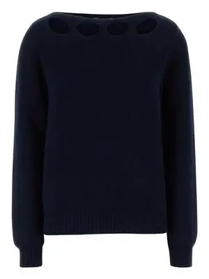 Prada PRADA 100% Cotton Knit Sweater With Cutouts Blue