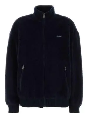 Prada Pile Bomber Jacket With Stand Collar - Blue