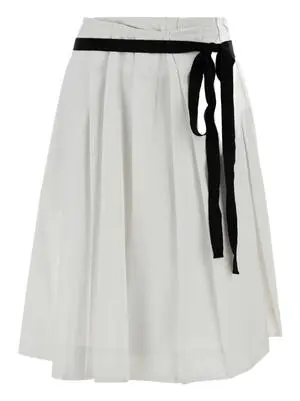 Prada Gabardine Skirt With Tie Detail - White