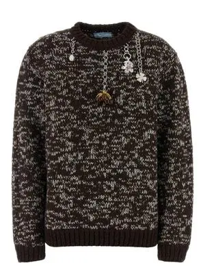 PRADA PRADA Oversized Virgin Wool Sweater With Charms