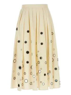 Prada Prada Cotton Embellished Mini Skirt Yellow