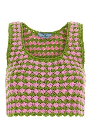 PRADA PRADA Two-Tone Crochet Crop Top