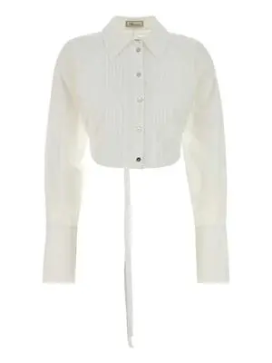 Blumarine Poplin Button-front Cropped Shirt - White