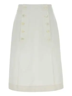 Prada Gabardine Skirt With Button Detail - White