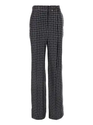 PRADA PRADA Silk Paisley Printed Wide Leg Trousers