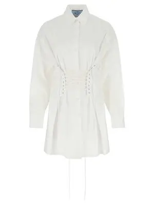 Prada Long Sleeve Corset Detail Shirt Dress - F0009