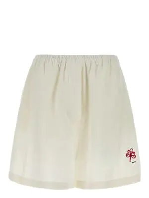 Prada Linen Mini Shorts With Embroidered Detail - White