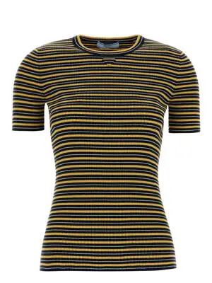 Prada PRADA Striped Ribbed Knit T-Shirt Stripped