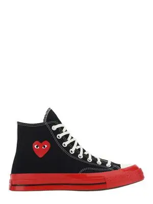 Play Comme Des Garcon Canvas High Top Sneakers With Heart Appliqu - Black