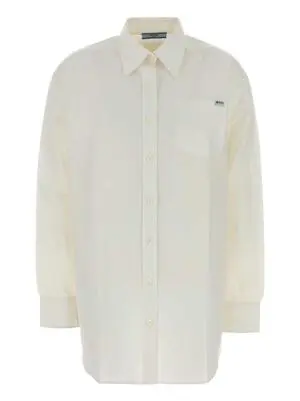 Prada Linen-blend Button-front Shirt For - White