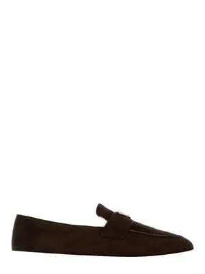 Prada Suede Shearling Lined Loafers - Brown