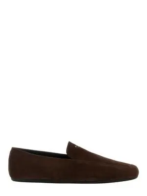 Prada Suede Loafers With Leather Lining And Rubber Sole - Brown