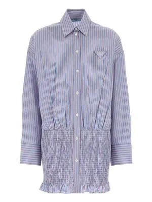 Prada Prada Embroidered Poplin Shirt For Women Stripped