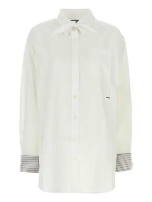 Prada Crisp Poplin Button-front Shirt - White