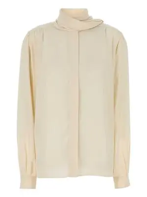 PRADA PRADA Silk Button-Front Shirt With Scarf Detail
