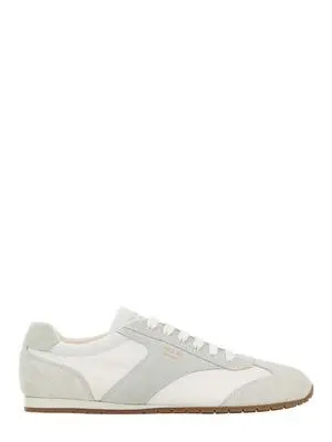 Prada Two-tone Suede And Fabric Lace-up Sneakers - Multicoloured