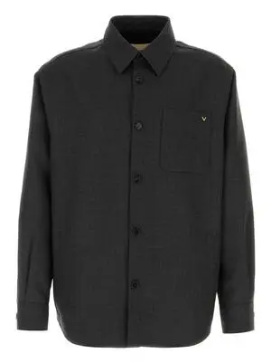 Valentino Garavani Gabardine Overshirt With Viscose Lining - Grey