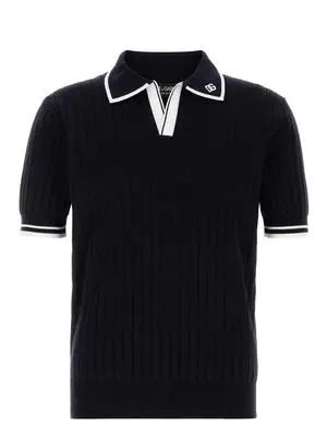 Dolce & Gabbana Cotton Knit Polo Shirt - Blue