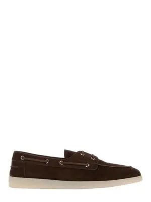 Prada PRADA Suede Calf Leather Loafers Brown