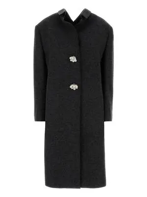 Prada Slate Wool Jacket With Embellished Buttons - Black