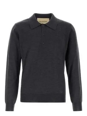 Valentino Garavani 100% Virgin Wool Polo Shirt - Grey